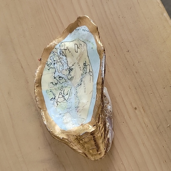 Hand Crafted | Accents | Real Vintage Oyster Shell Painted Gold W ...
